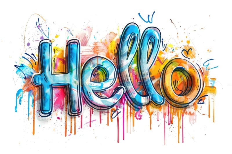 Colorful Graffiti Art Featuring Hello in Vibrant Splash Background ...