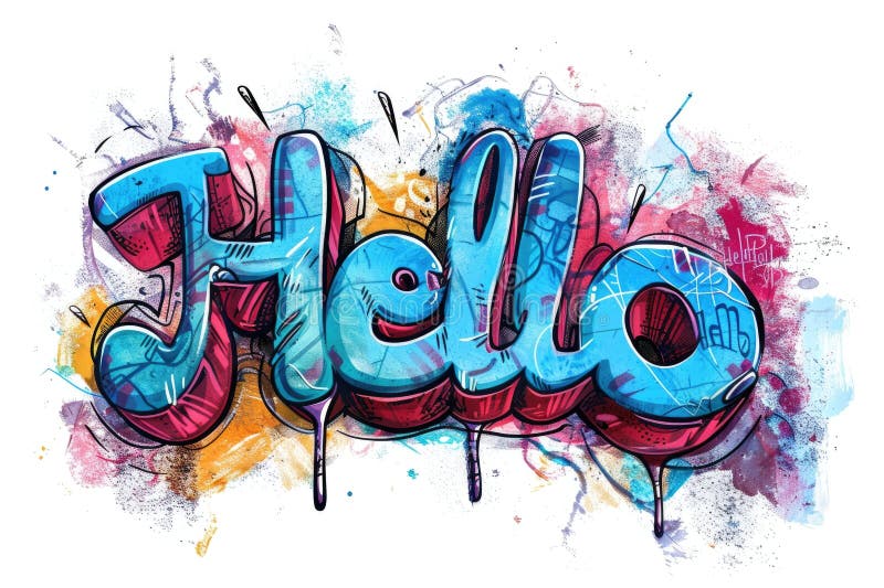 Colorful Graffiti Art Featuring Hello in Vibrant Splash Background ...