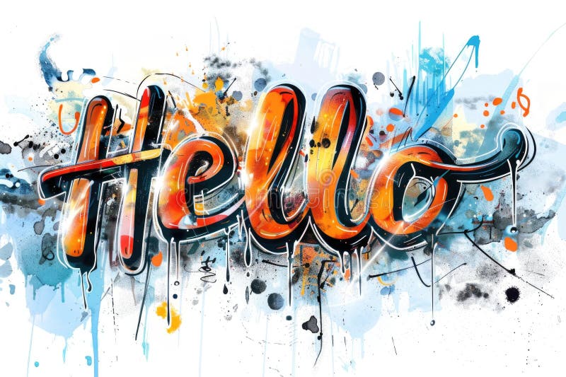 Colorful Graffiti Art Featuring Hello in Vibrant Splash Background ...
