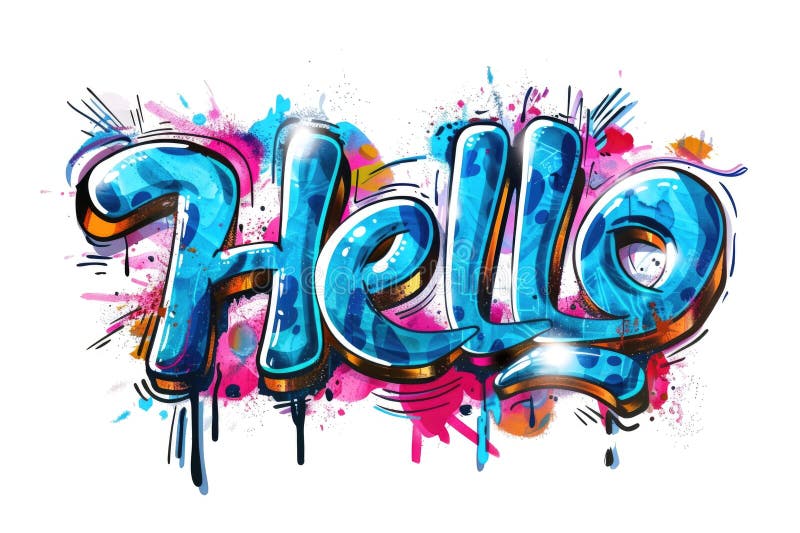 Colorful Graffiti Art Featuring Hello in Vibrant Splash Background ...