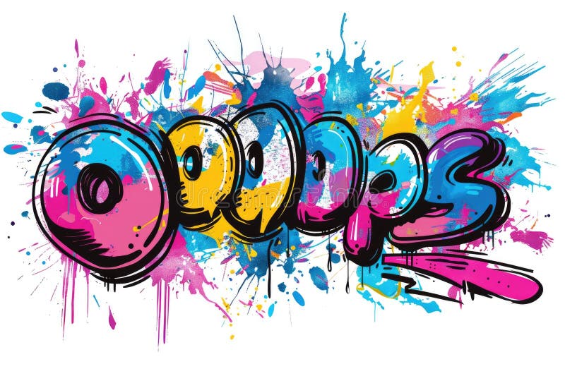 Colorful Graffiti Art with Paint Splatter and Bold Typography on White ...