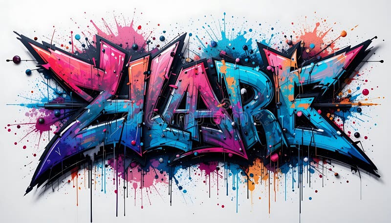 Colorful Graffiti Art Splatter Style on White Background Decorative ...
