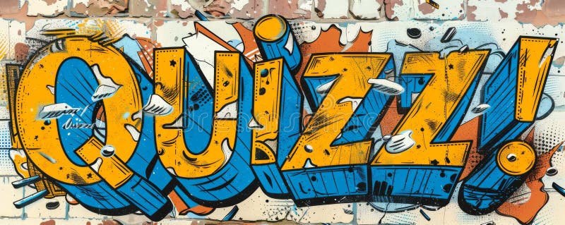 Colorful Graffiti Artwork of the Word Quizz in Comic Style on a Brick ...