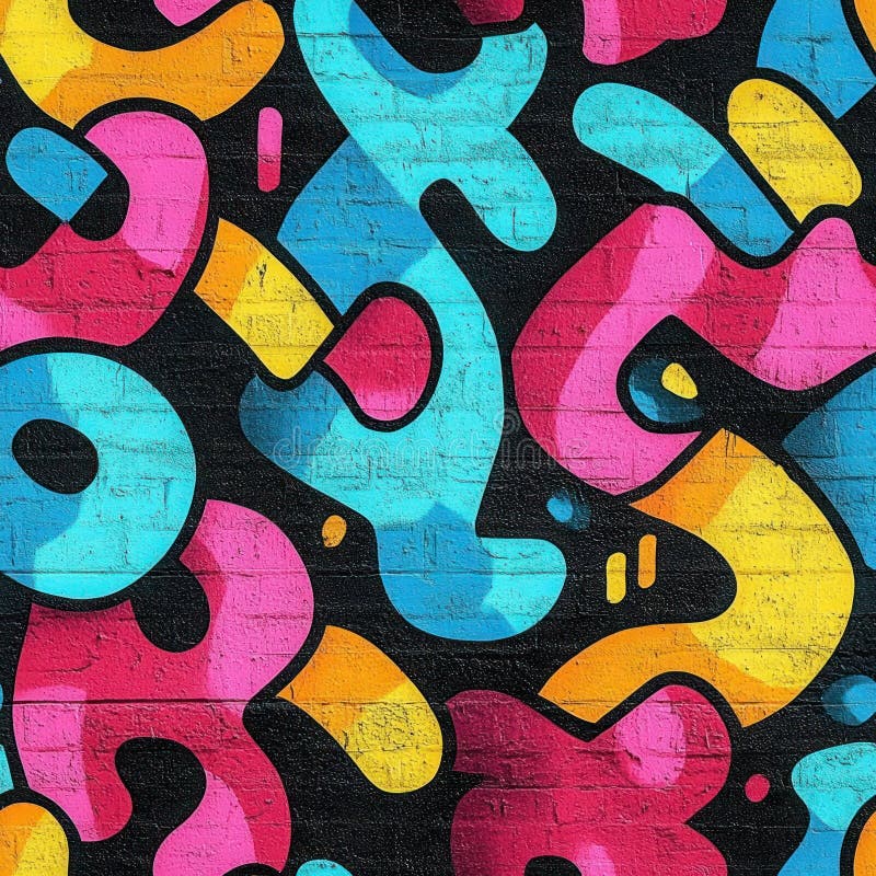 A Colorful Graffiti Design with the Numbers 1 through 9 Stock ...