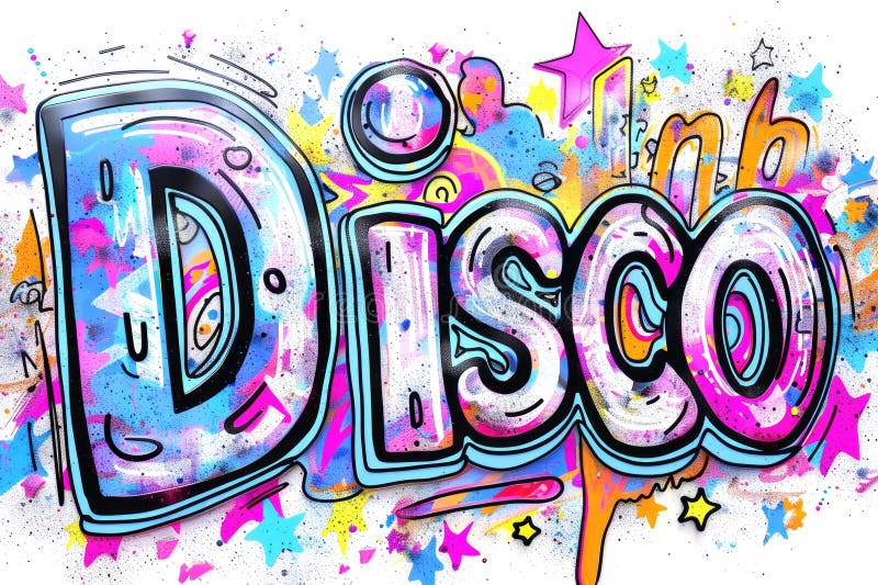 Colorful Graffiti Disco Text Art with Vibrant Background Stock Image ...