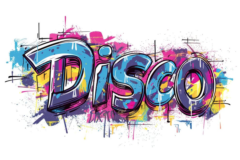 Colorful Graffiti Disco Text Art with Vibrant Background Stock ...