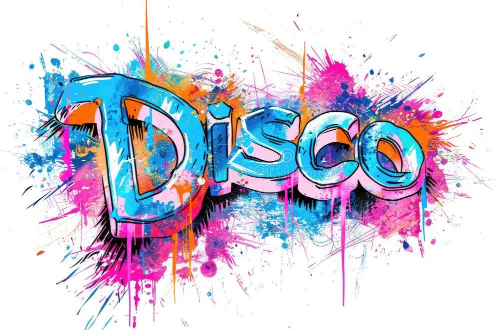 Colorful Graffiti Disco Text Art with Vibrant Background Stock Photo ...