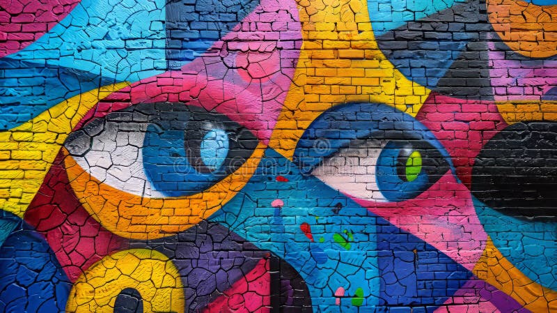Colorful Graffiti of an Eye on a Wall. Stock Image - Image of modern ...