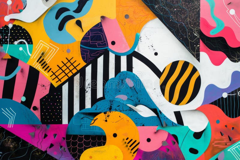 Colorful Graffiti Featuring a Variety of Shapes and Patterns Adorning a ...