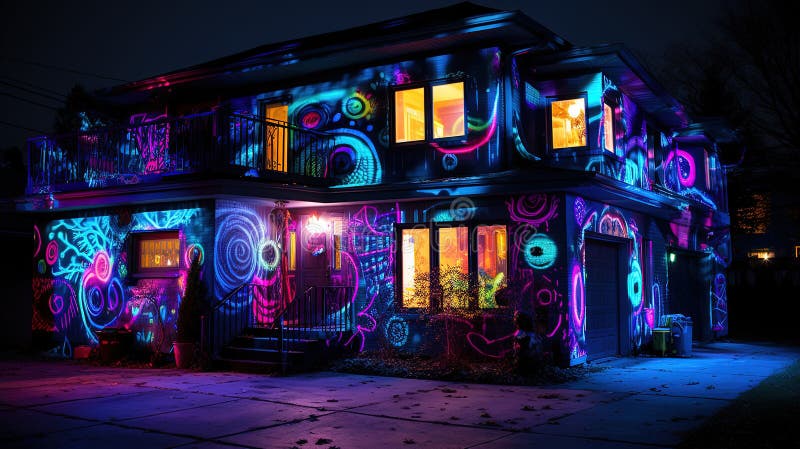 Colorful Graffiti House Entrance Stock Illustration - Illustration of ...