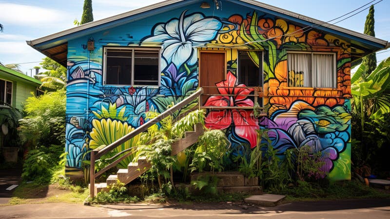 Colorful Graffiti House Entrance Stock Illustration - Illustration of ...