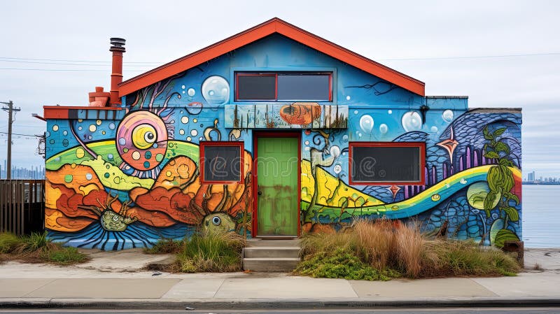 Colorful Graffiti House Entrance Stock Illustration - Illustration of ...