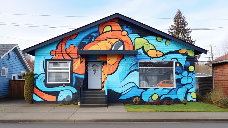 Colorful Graffiti House Entrance Stock Illustration - Illustration of ...