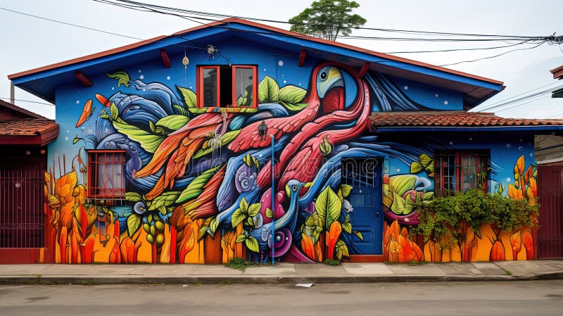 Colorful Graffiti House Entrance Stock Illustration - Illustration of ...