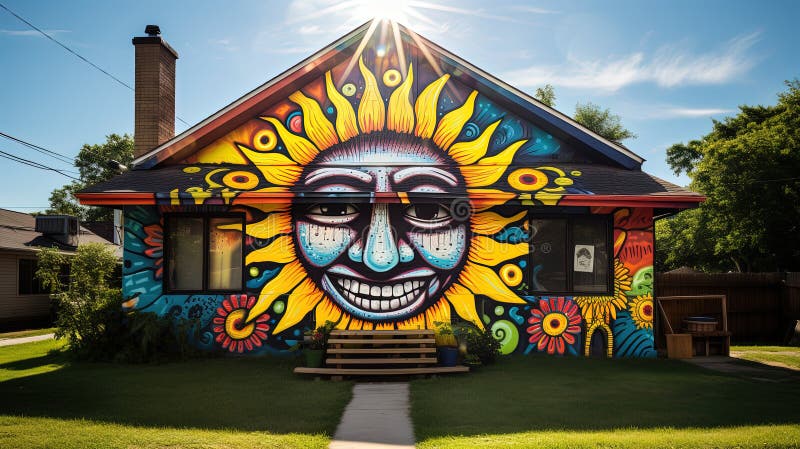 Colorful Graffiti House Entrance Stock Illustration - Illustration of ...