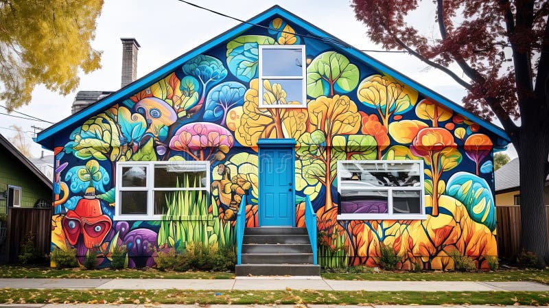 Colorful Graffiti House Entrance Stock Illustration - Illustration of ...