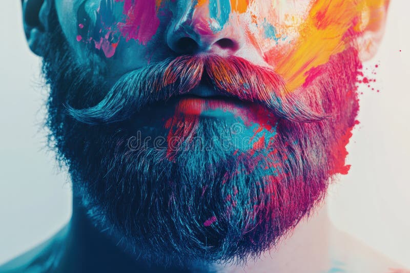 Colorful Graffiti-inspired Design Featuring a Transparent Beard Shape ...
