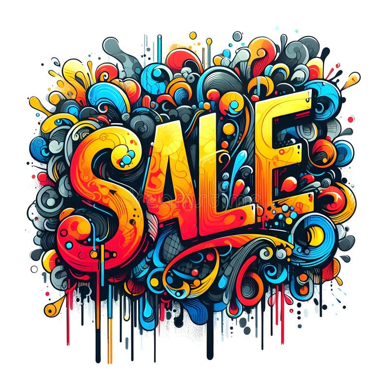 Sale Lettering Exploding with Colors and Shapes for Retail Marketing ...