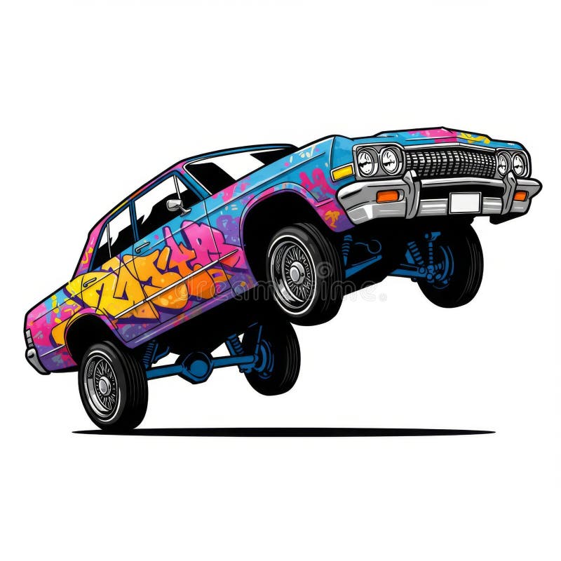 Colorful Graffiti Lowrider Car Illustration Stock Illustrations – 10 ...