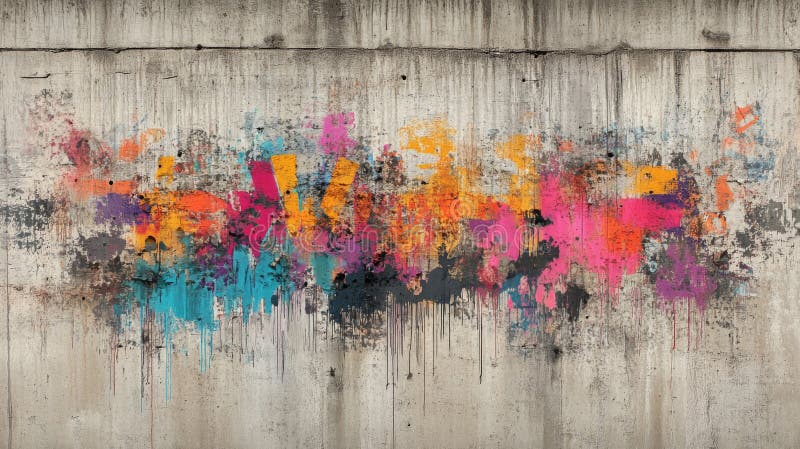 Colorful Graffiti Paint Splashes on Concrete Wall Stock Illustration ...