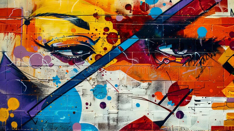 A Colorful Graffiti Painting of a Woman S Face Stock Image - Image of ...
