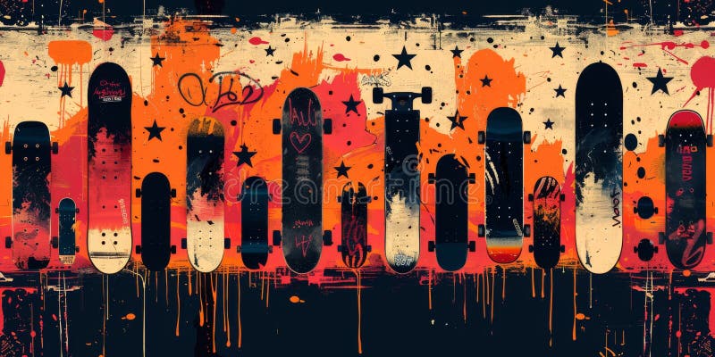 Colorful Graffiti Print. Seamless Pattern with Different Text and ...