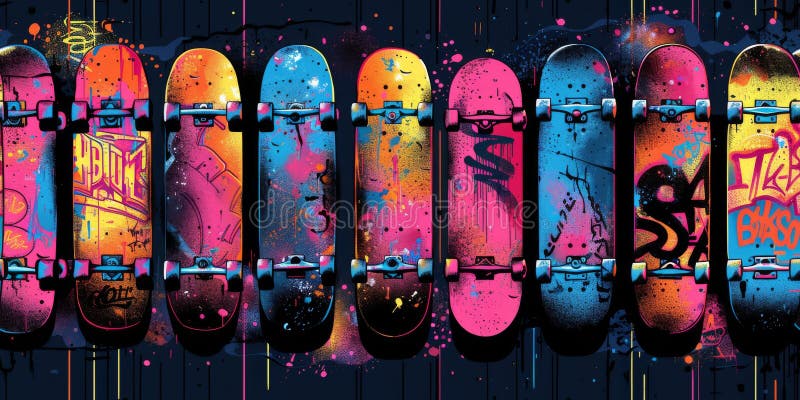 Colorful Graffiti Print. Seamless Pattern with Different Text and ...