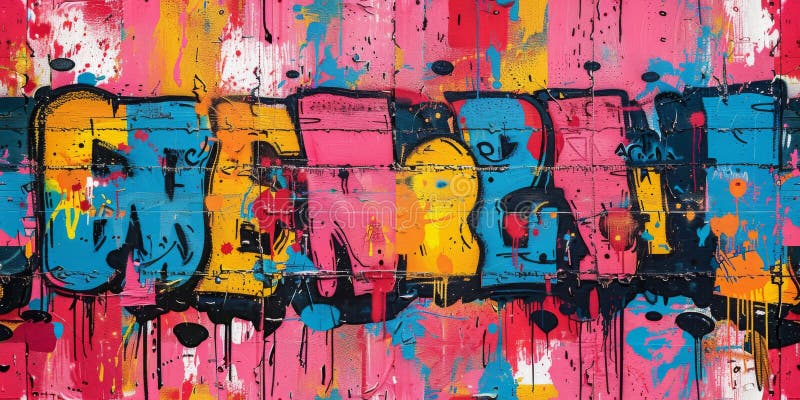 Colorful Graffiti Print. Seamless Pattern with Different Text and ...