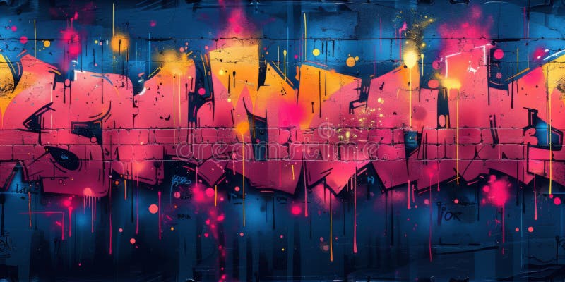 Colorful Graffiti Print. Seamless Pattern with Different Text and ...