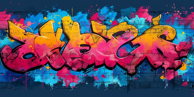 Colorful Graffiti Print. Seamless Pattern with Different Text and ...
