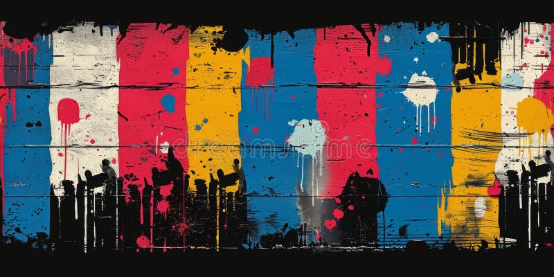 Colorful Graffiti Print. Seamless Pattern with Different Text and ...