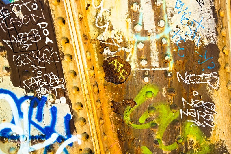 Colorful Graffiti on Bridge Support Stock Illustration - Illustration ...