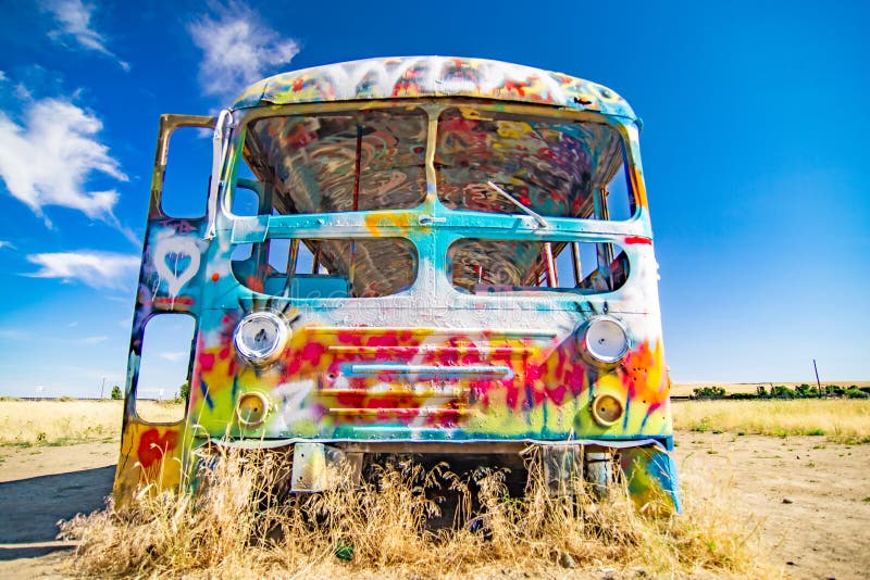 Colorful Graffiti on School Bus in Palouse Washington Editorial Image ...