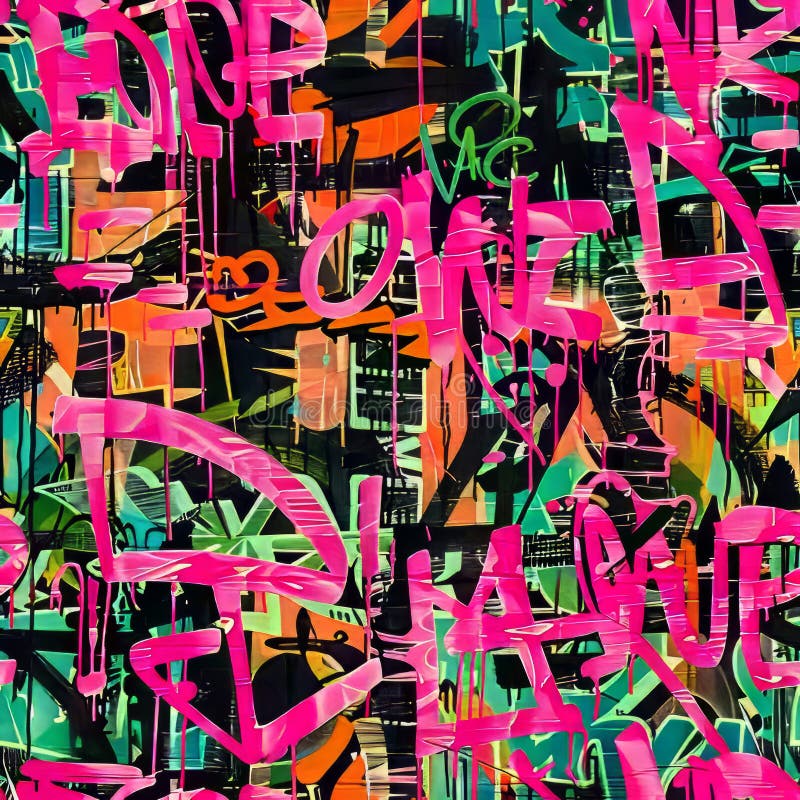 Colorful Graffiti. Seamless Pattern Stock Image - Image of urban ...