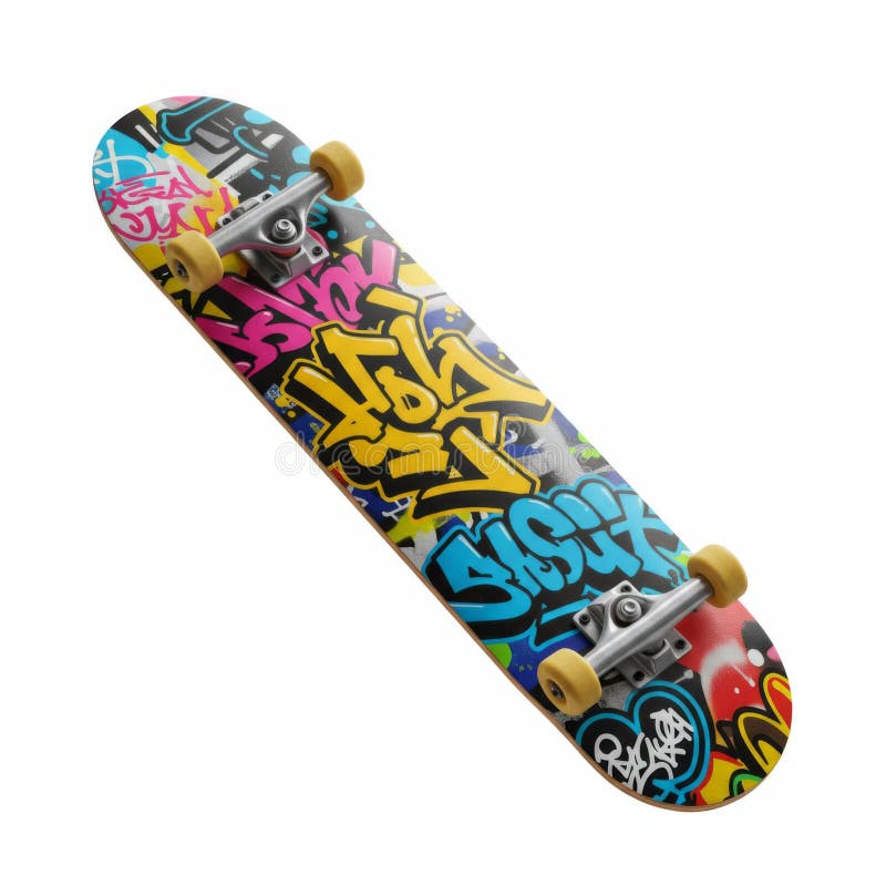 Colorful Graffiti Skateboard Deck Stock Illustration - Illustration of ...