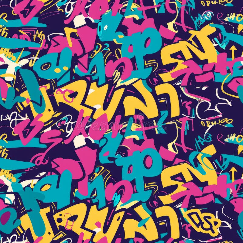 Colorful Graffiti Street Art Seamless Pattern Stock Image - Image of ...