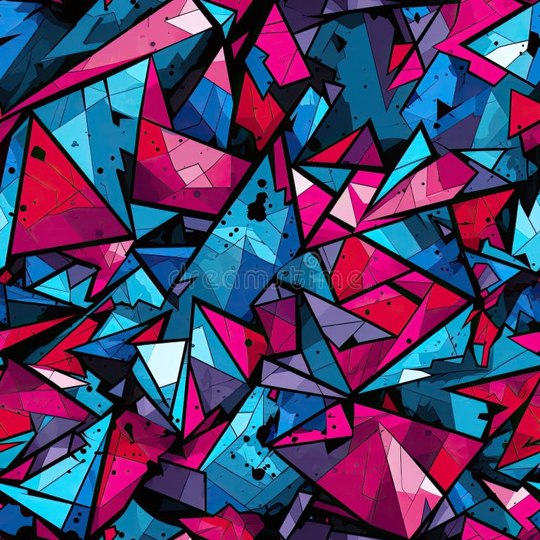 Colorful Graffiti-style Pattern with Abstract Triangles (tiled) Stock ...