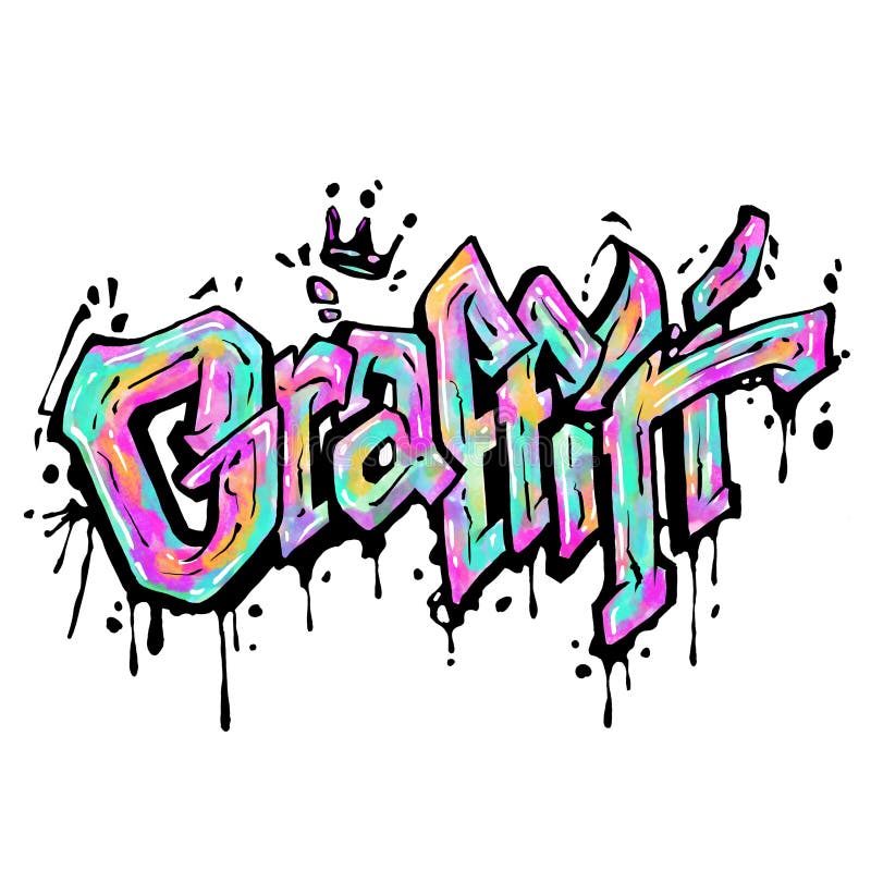 Colorful Graffiti Text in Graffiti Style Hand Drawing Illustration ...