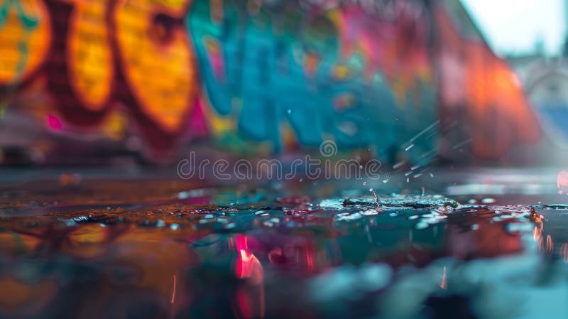 Colorful Graffiti with Water Reflection. Stock Image - Image of city ...