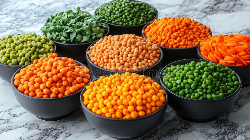 Colorful Grains & Veggies Displayed Stock Image - Image of green ...