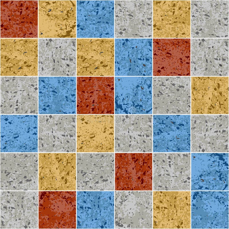 Colorful Granite Mosaic Square Tile Grunge Texture Seamless Pattern ...