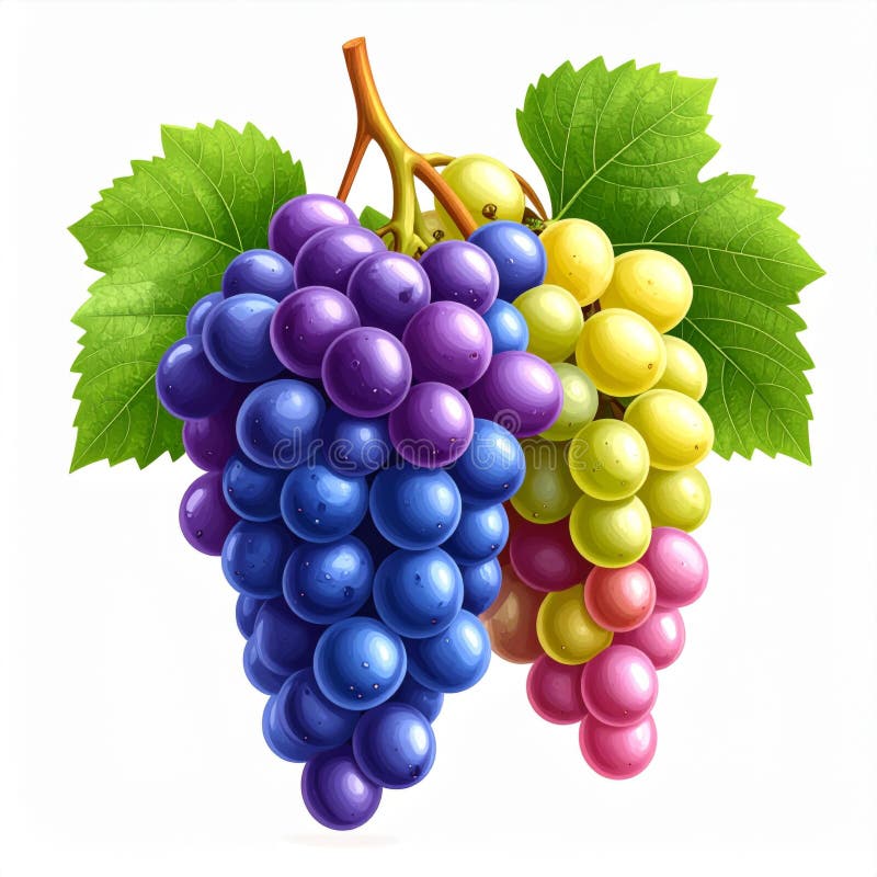 Colorful Grape Cluster Illustration Stock Illustration - Illustration ...