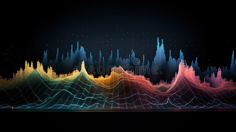Colorful Graph and Chart with Mountain Shaped Bars Stock Photo - Image ...