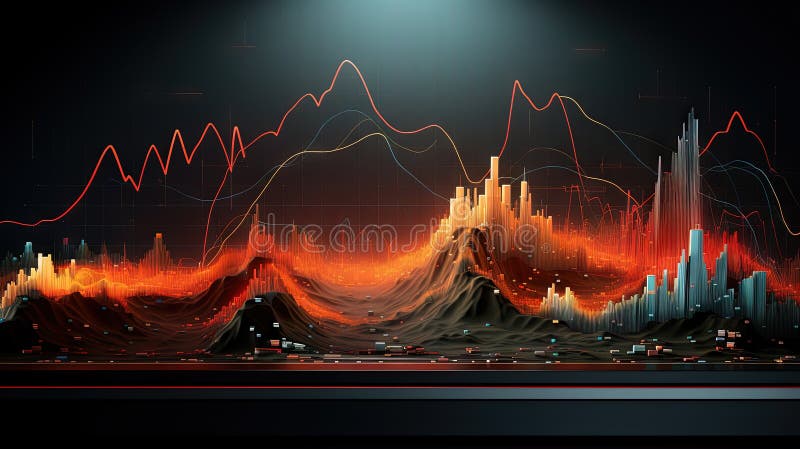 Colorful Graph and Chart with Mountain Shaped Bars. Stock Photo - Image ...