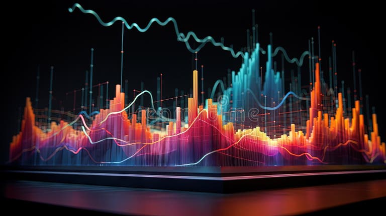 Colorful Graph and Chart with Mountain Shaped Bars. Stock Photo - Image ...