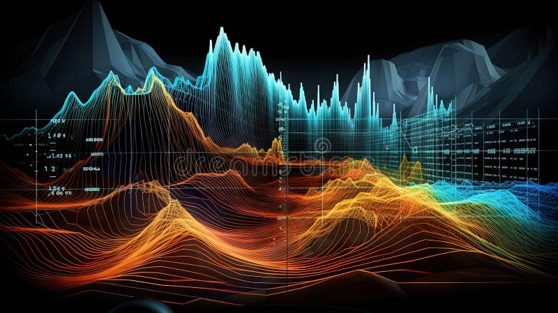 Colorful Graph and Chart with Mountain Shaped Bars. Stock Photo - Image ...