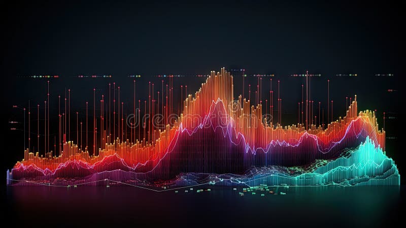 Colorful Graph and Chart with Mountain Shaped Bars. Stock Image - Image ...