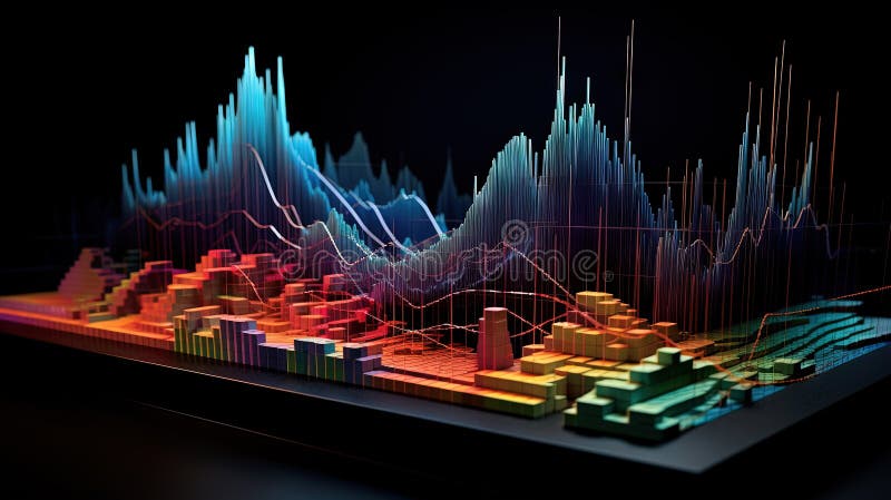 Colorful Graph and Chart with Mountain Shaped Bars. Stock Image - Image ...