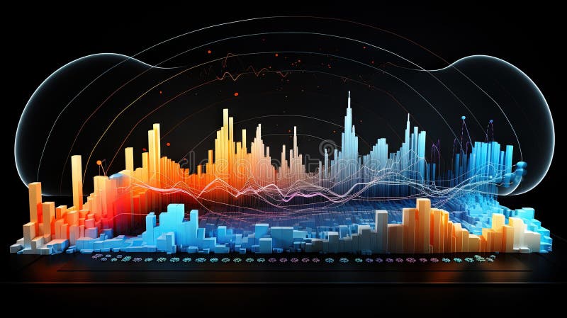 Colorful Graph and Chart with Mountain Shaped Bars. Stock Photo - Image ...