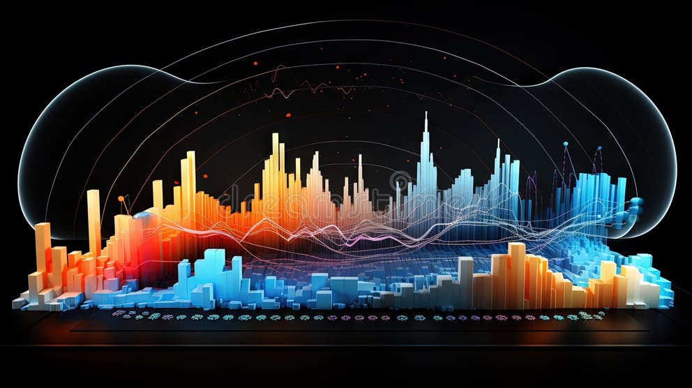 Colorful Graph and Chart with Mountain Shaped Bars. Stock Photo - Image ...